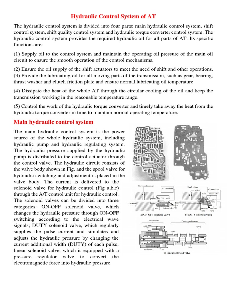 Hydraulic Control System in AT | PDF | Valve | Manual Transmission