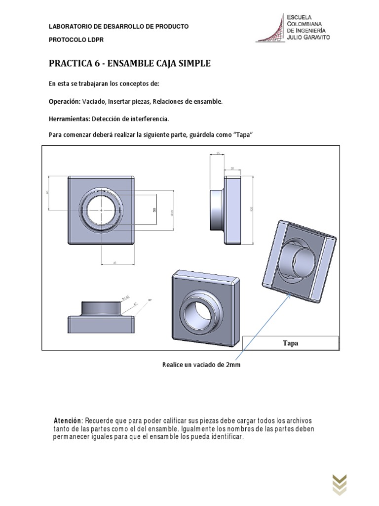Practica 6 - Ensamble Caja Simple: Laboratorio de Desarrollo de Producto Protocolo LDPR | PDF