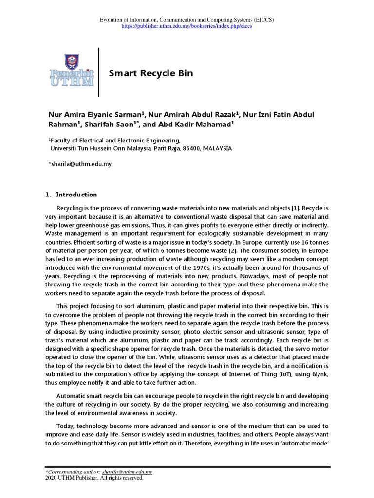 Smart Recycle Bin | PDF | Recycling | Waste