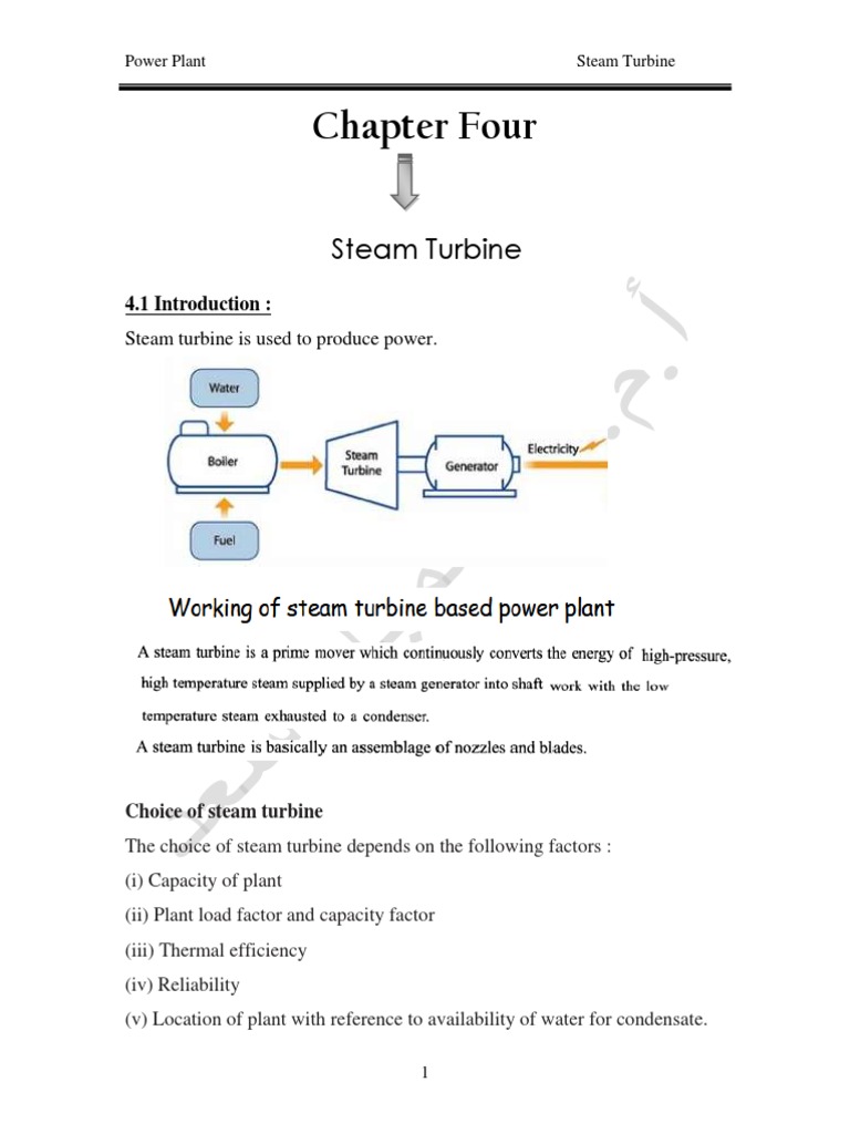 Chapter Four: Steam Turbine | PDF | Turbine | Power (Physics)