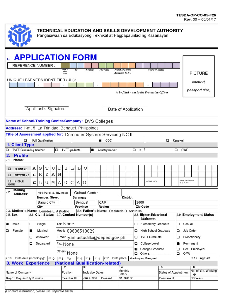 Assessment Application Forms | PDF