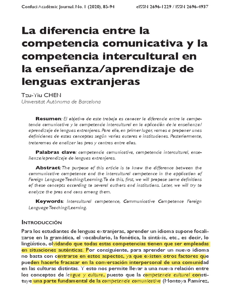 Competencia Comunicativa Vs Competencia Intercultural | PDF ...