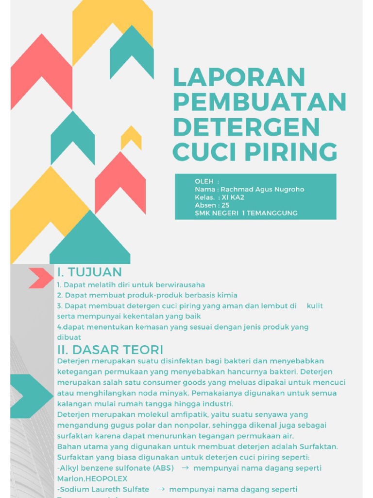 Laporan Pembuatan Deterjen Cuci Piring | PDF