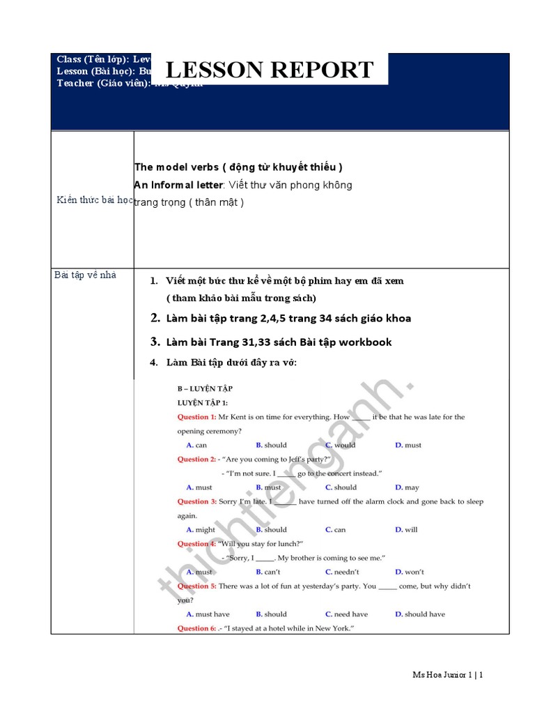 Lesson Report Format | PDF