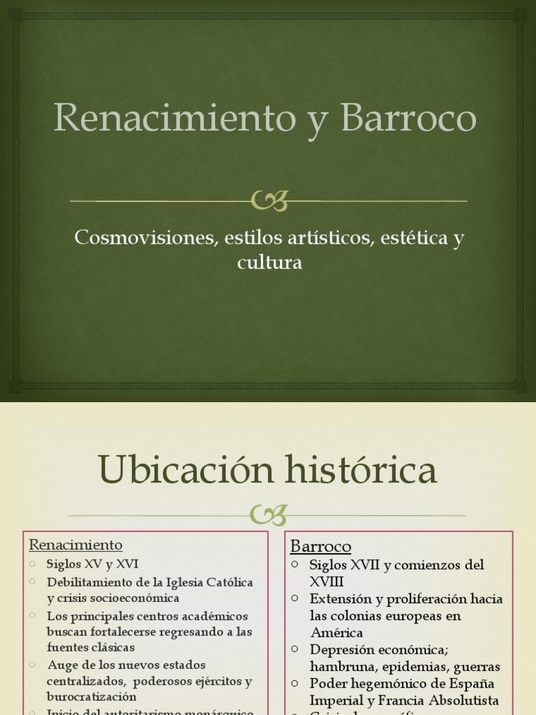 Renacimiento y Barroco - Contextualización, Ejemplos y Tópicos | PDF | Renacimiento | Barroco