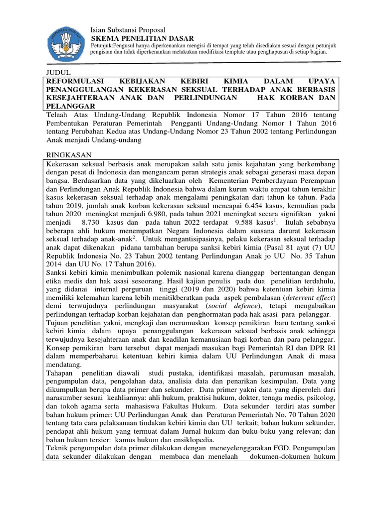 Isian Substansi Proposal Skema Dasar | PDF