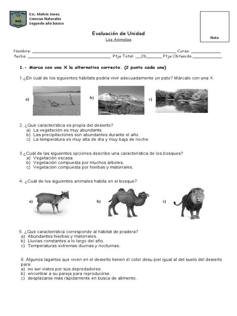 Evaluacion Animales, Habitat, Ciclo de Vida | PDF