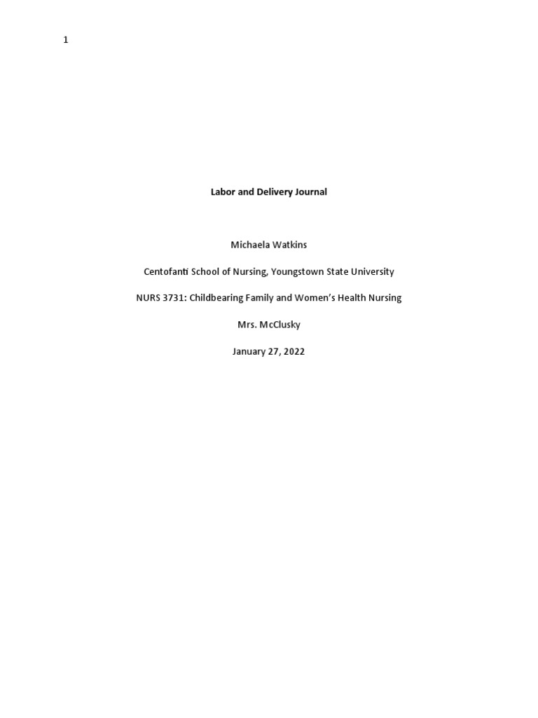 Ob Labor Journal | PDF | Childbirth | Nursing