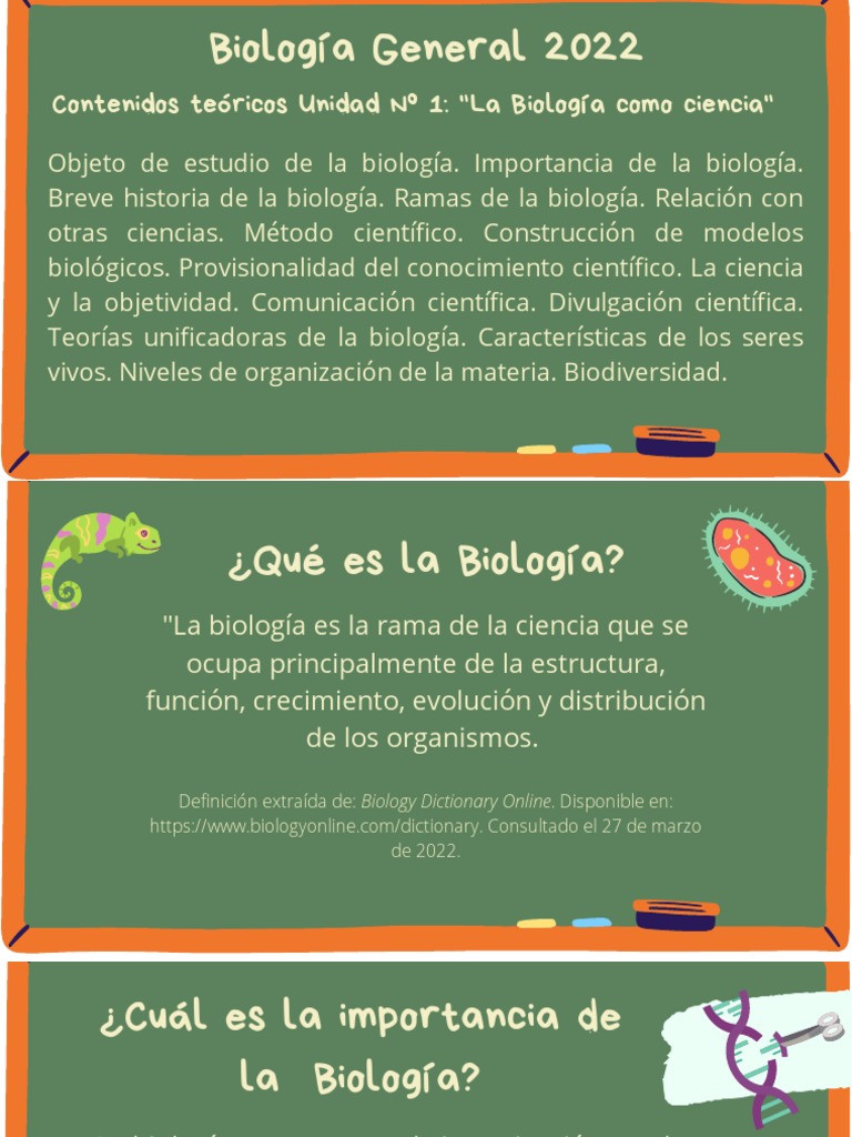 Unidad #1 - Biología General - 2022 | PDF | Biología | Organismos