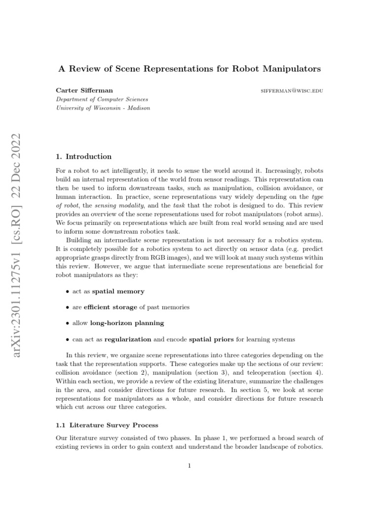 Scene Representations for Robot Manipulators Review | PDF | 3 D Computer Graphics | Virtual Reality