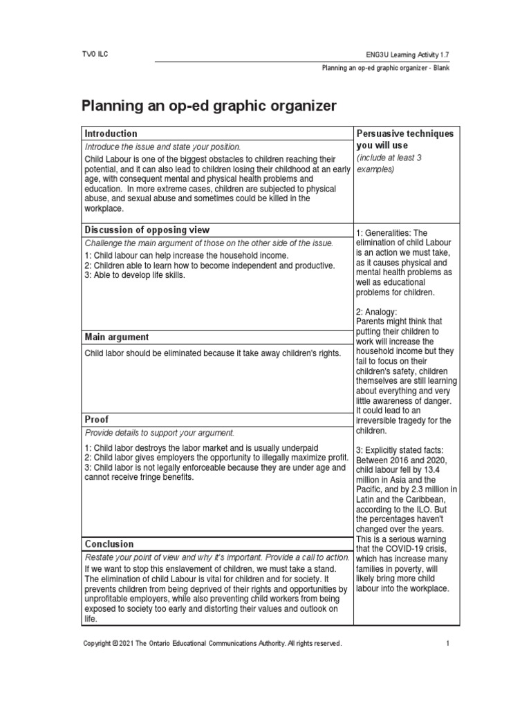 1.7 Eng3u - 01 - Planning - An - Oped - Graphic | PDF | Child Labour ...