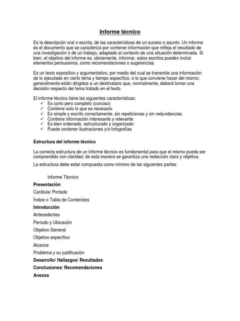 Estructura Del Informe Técnico | PDF | Conocimiento | Cognición