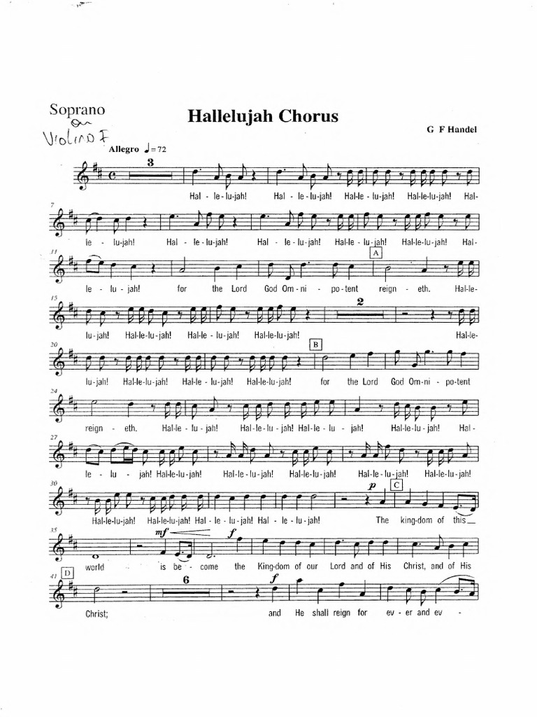 Hallelujah de Handel - Violinoi | PDF
