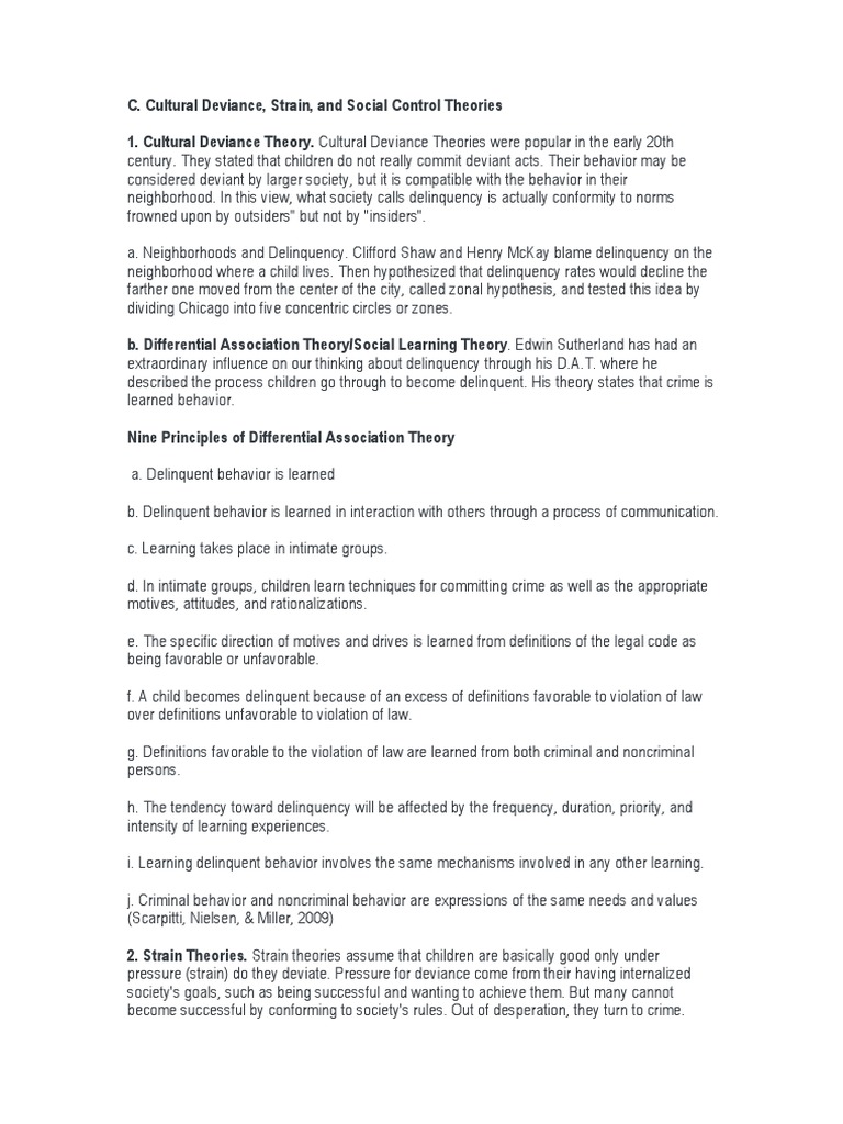 Cultural Deviance, Strain, and Social Control Theories Explained | PDF ...