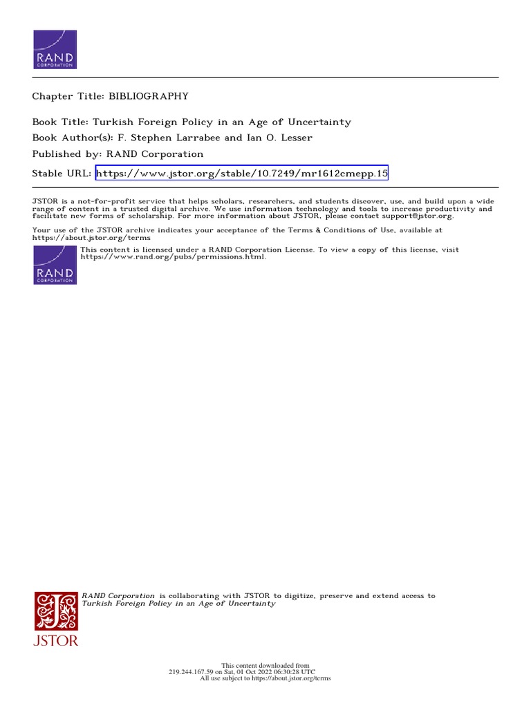 Turkish Foreign Policy Bibliography | PDF | Turkey | Middle East