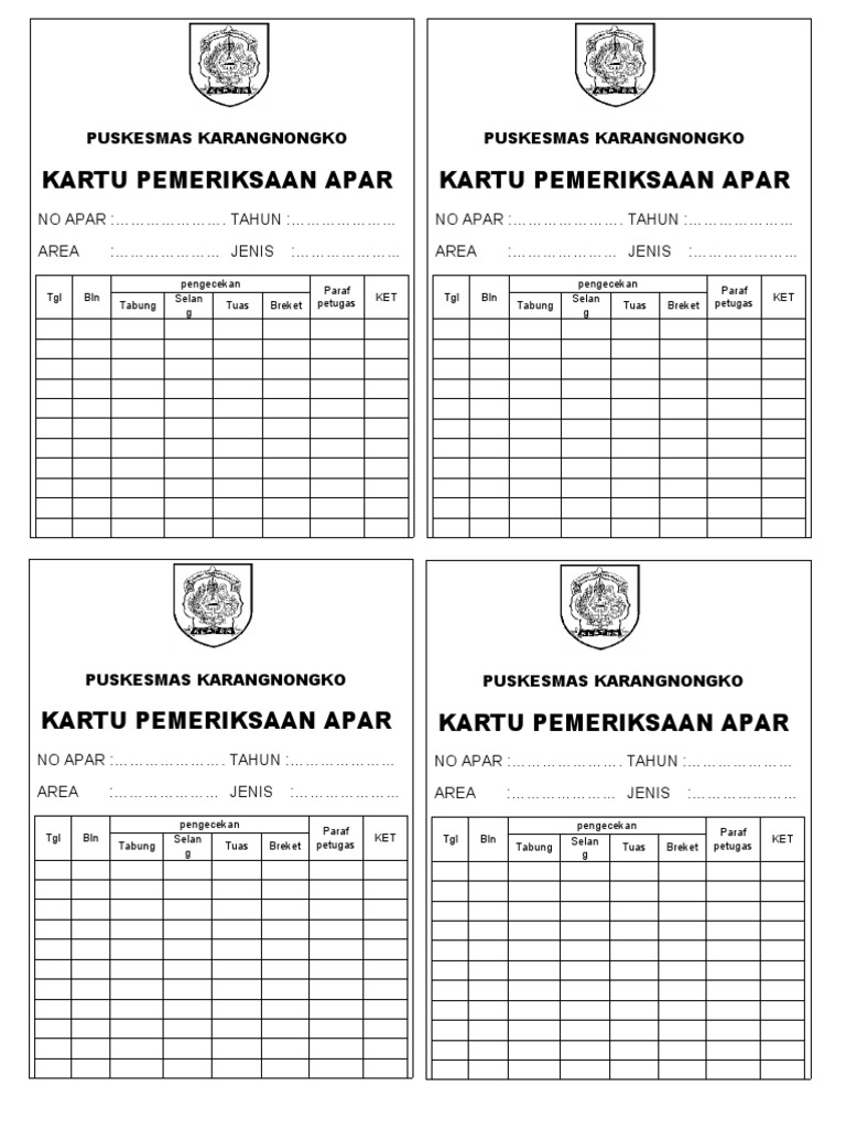 Kartu-Pemeliharaan-APAR | PDF