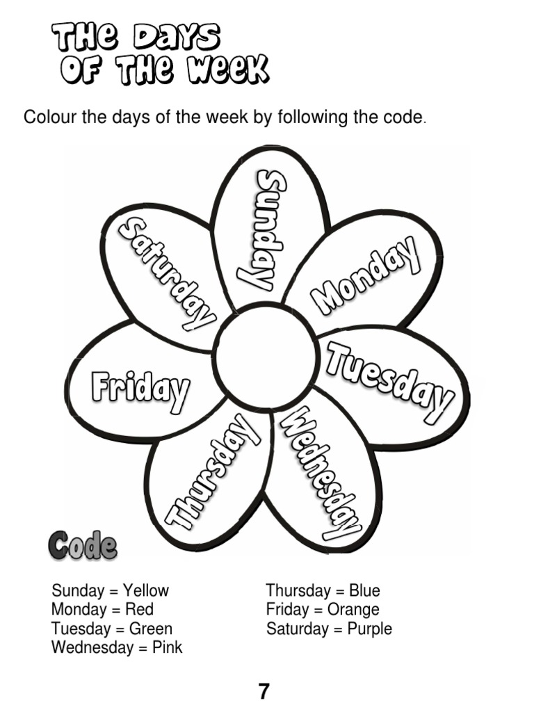 Days Week Flower Colouring Page | PDF
