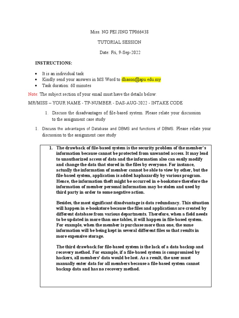 Tutorial Session 1 | PDF | Databases | Backup
