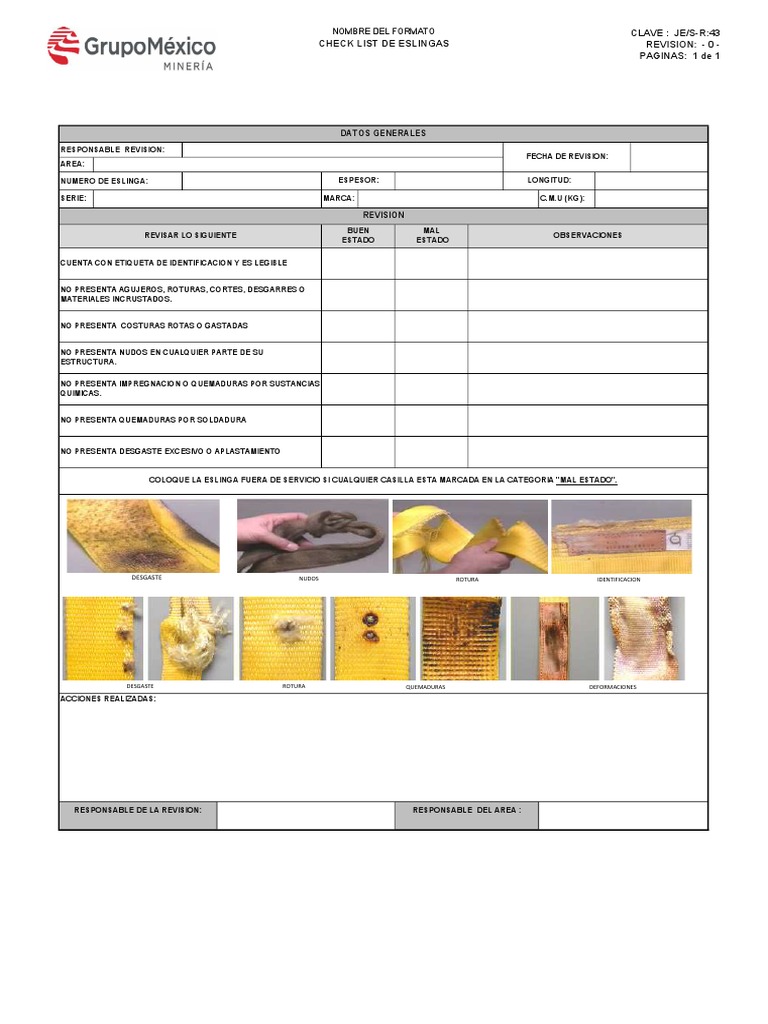 JE S R 43 Check List Eslinga | PDF
