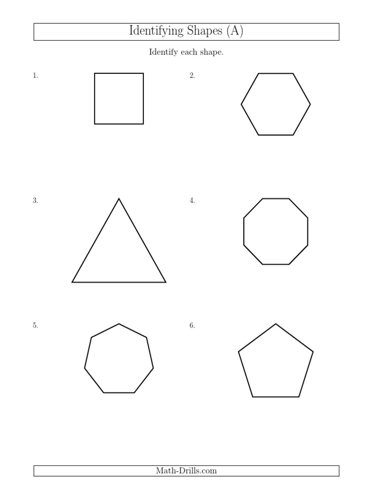 Identifying Shapes (A) : Identify Each Shape | PDF