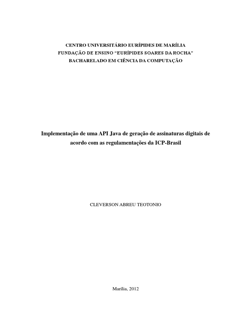 API Java para Assinaturas Digitais | PDF | Chave (criptografia ...