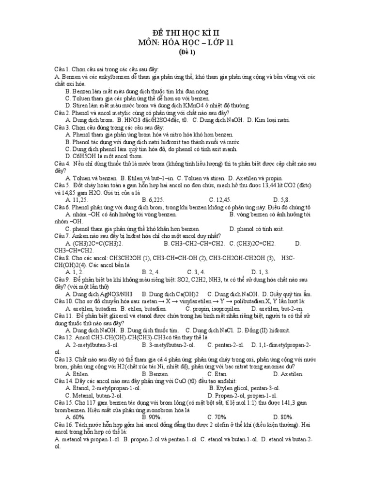 5 de Kiem Tra Hoc Ki 2 Lop 11 | PDF