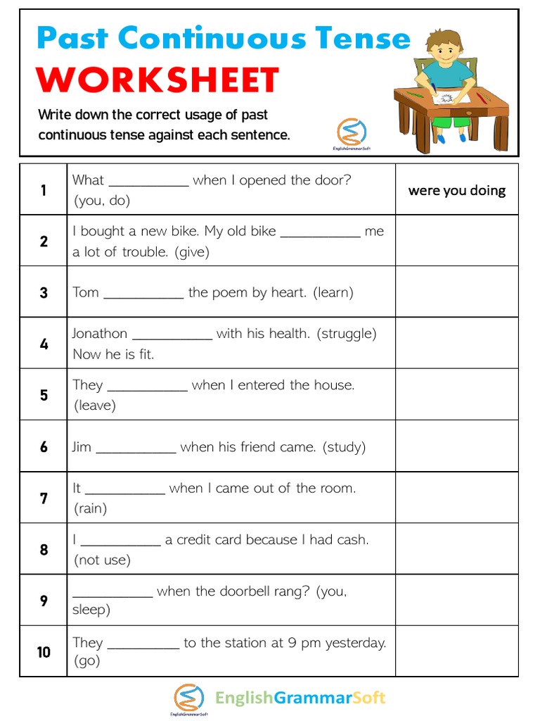 Past Continuous Tense Worksheet With Answers | PDF | Language Arts ...