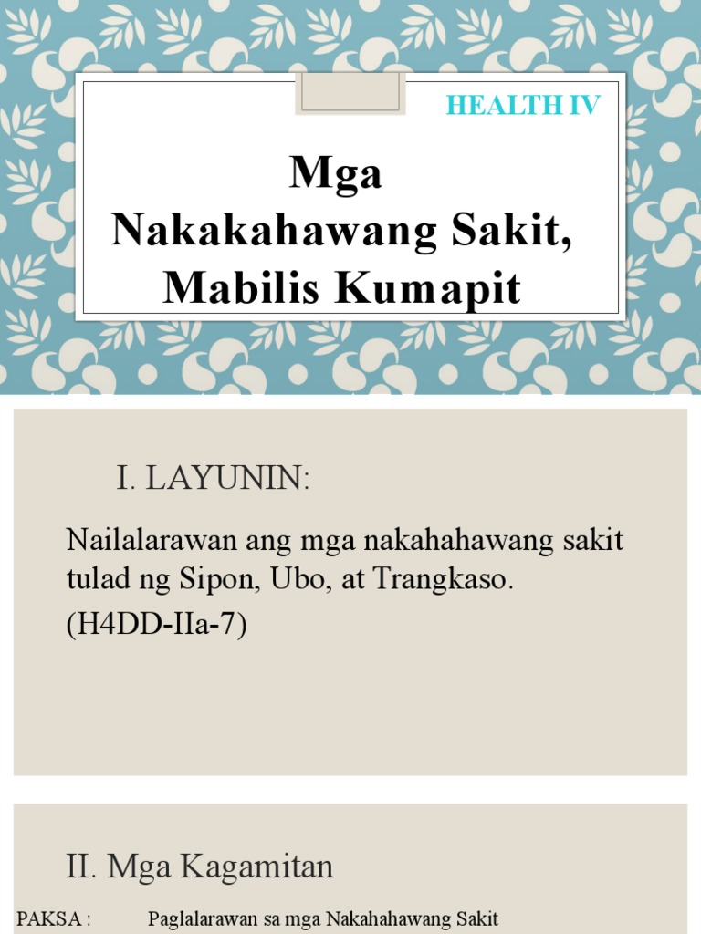 Mga Nakakahawang Sakit, Mabilis Kumapit: Health Iv | PDF