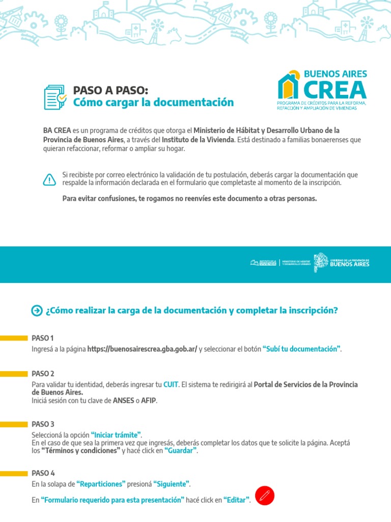 Como Cargar Documentos - Programa Buenos Aires CREA | PDF