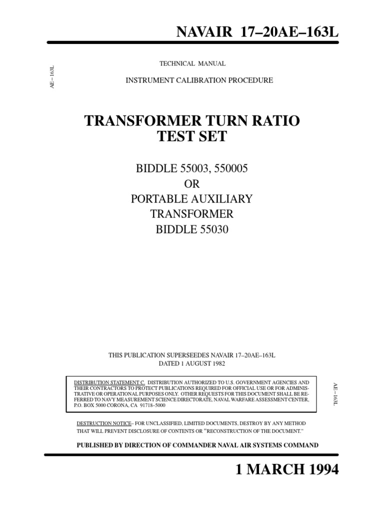 Calibrate Navy Instrument for Transformer Tests | PDF | Calibration ...