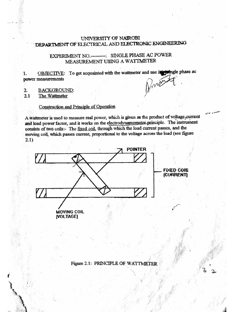 Single Phase Ac Power Measurement Using A Wattmeter | PDF