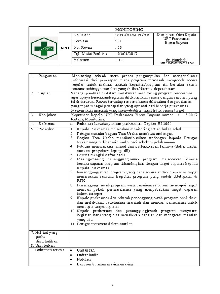 SOP Monitoring | PDF