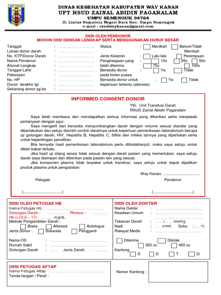 Informed Consent Donor Revisi Terbaru 2023 | PDF