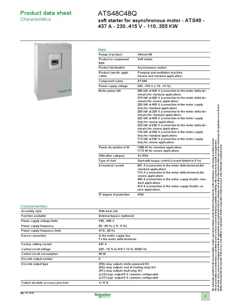 Altistart Process ATS48C48Q | PDF | Relay | Electric Motor