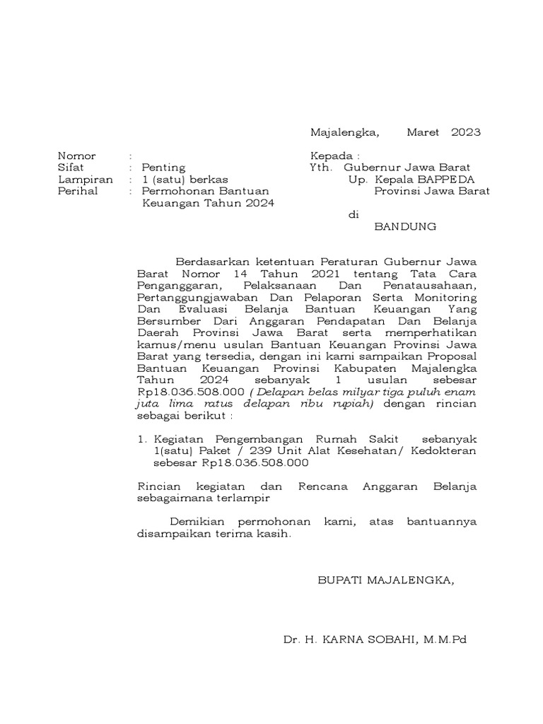 Contoh Surat Permohonan Dana | PDF