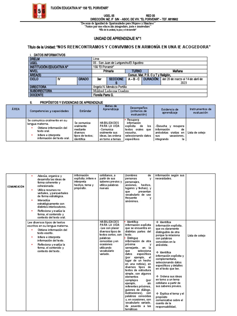 Unidad 1 Tercer Grado B | PDF | Fe | Dios