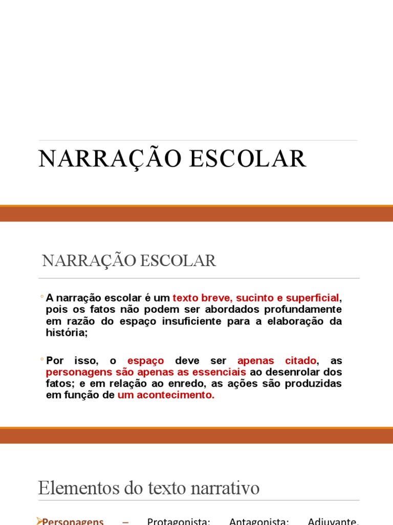 Aula Narração Escolar 1ºano | PDF | Narrativa | Psicologia