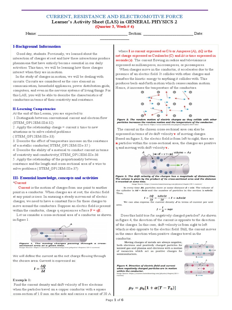 LAS Gen - Physics2Q1Week 4 For Printing | PDF | Electrical Resistivity ...