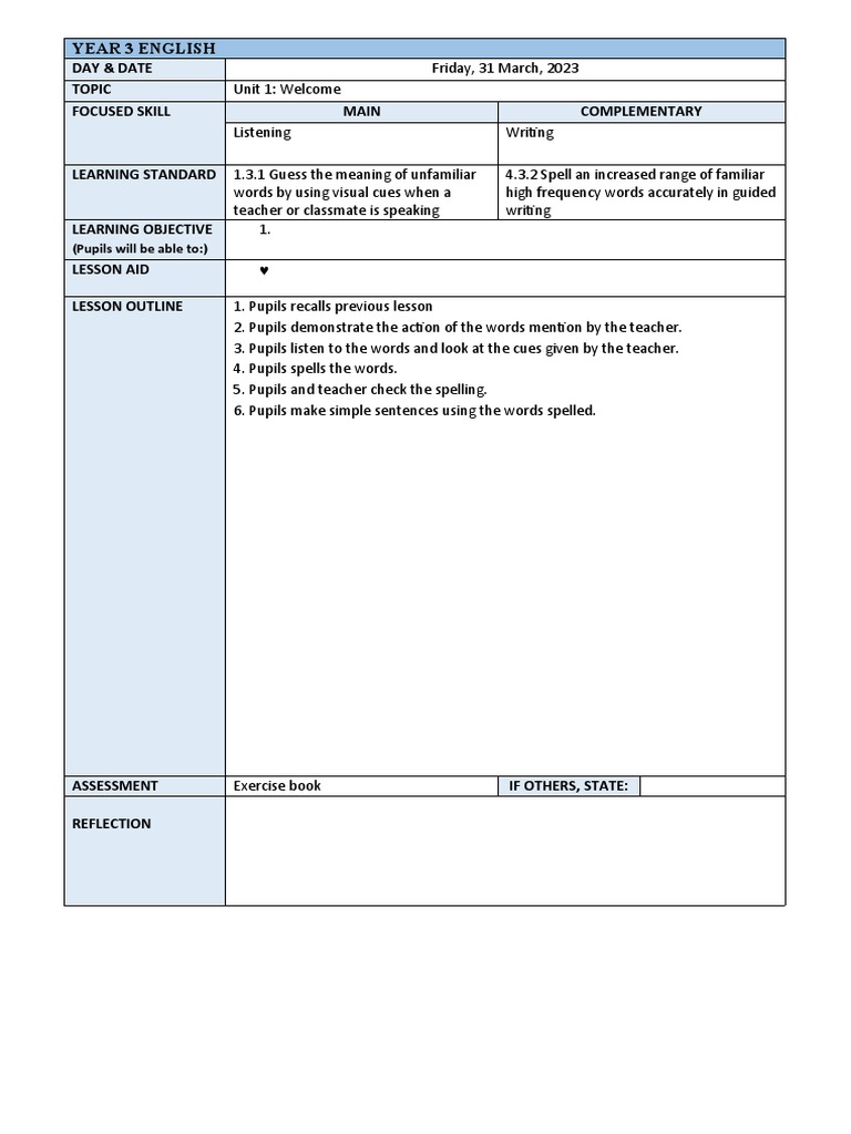 Year 3 English Unit 1 Overview | PDF