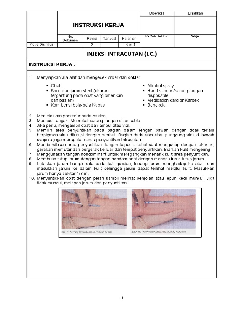 IK INJEKSI INTRACUTAN (I.C.) Rev | PDF | Teknologi & Rekayasa