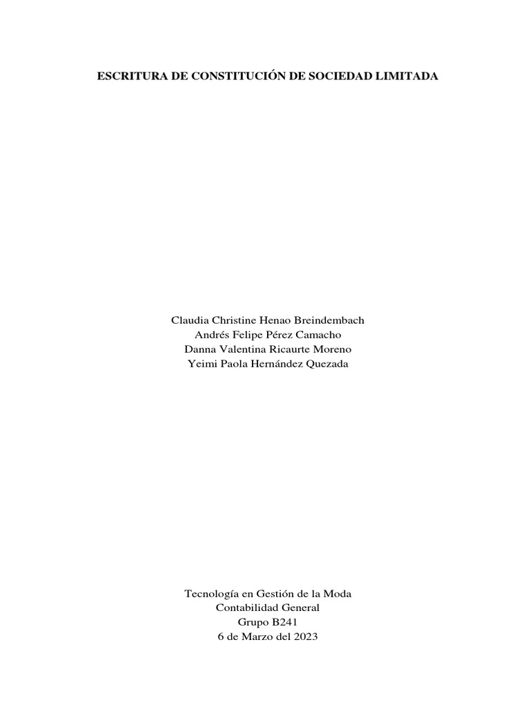 Escritura de Constitución de Sociedad Limitada | PDF
