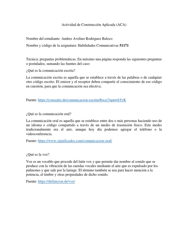 ACA 2 Habilidades Comunicativas | PDF