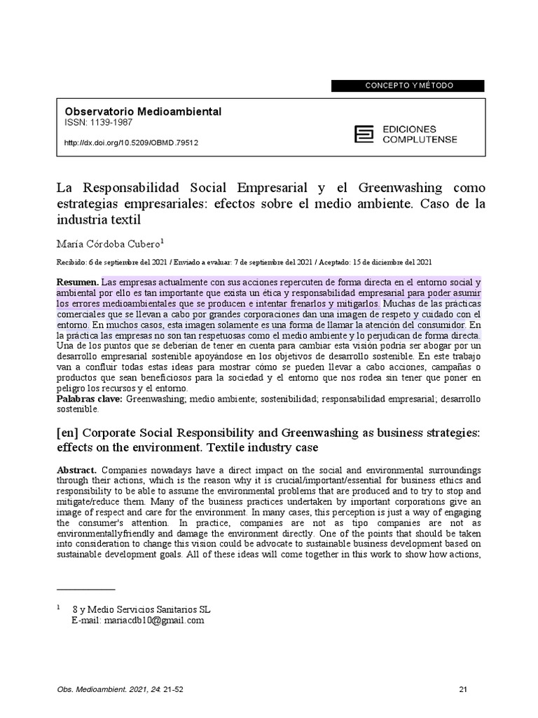 Lectura 1-La Responsabilidad Social Empresarial y El Greenwashing | PDF | Sustentabilidad ...