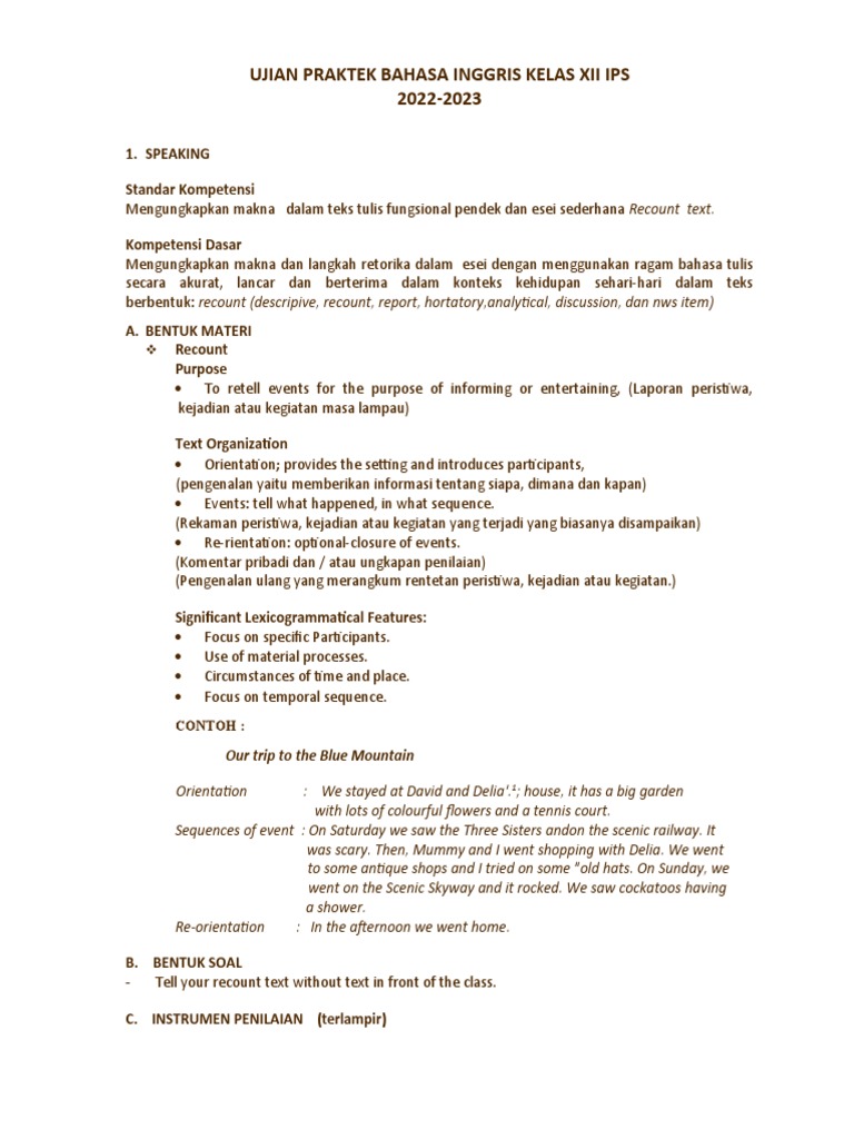 Ujian Praktek Bahasa Inggris Kelas Xii Ips 2022 | PDF