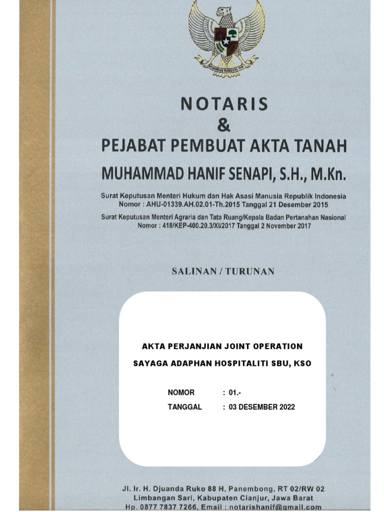 Perjanjian Joint Operation SBU | PDF