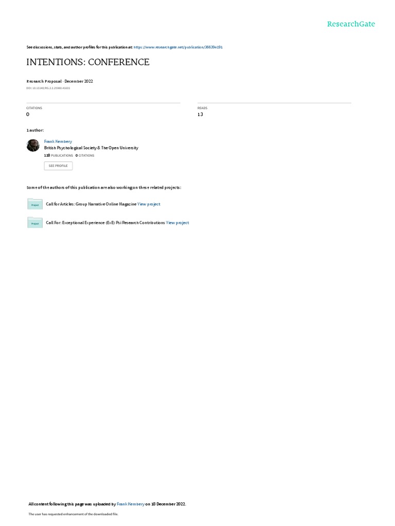 Intentions Conference | PDF | Intention | Mental Health