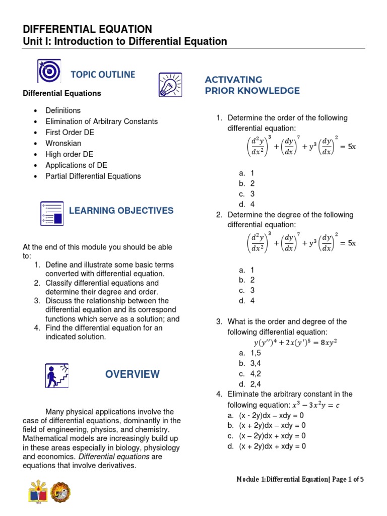 Differential Equation - Module 1 | PDF | Equations | Differential Equations