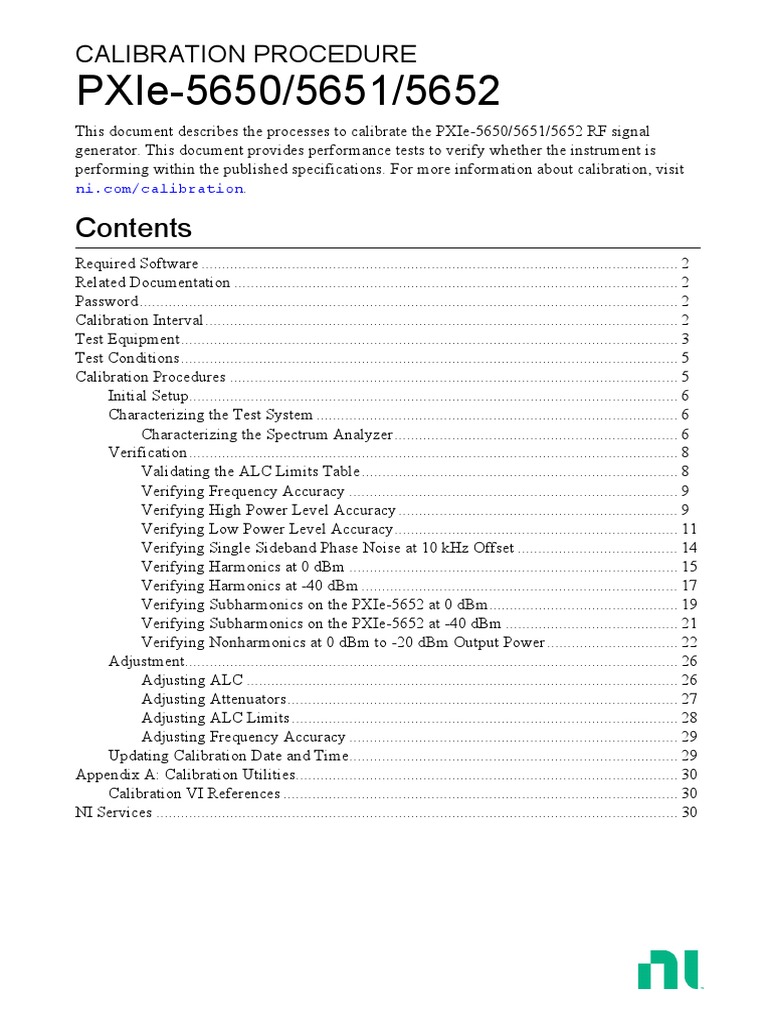 Pxie-5650/5651/5652: Calibration Procedure | Download Free PDF | Hertz | Calibration