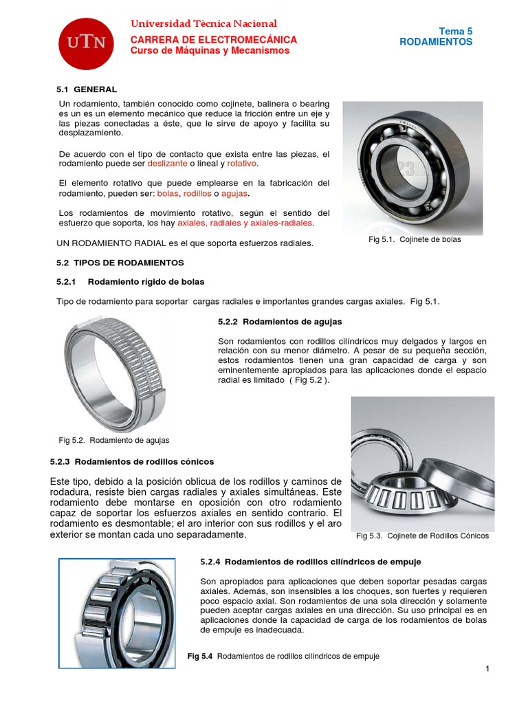 Tema 5 Rodamientos | PDF | Rodamiento (Mecánico) | Bienes manufacturados