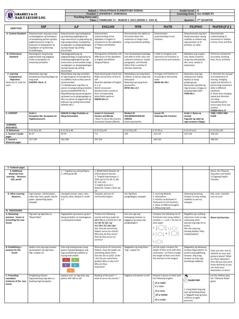DLL All-Subjects-2 Q3 W3 D4 | PDF